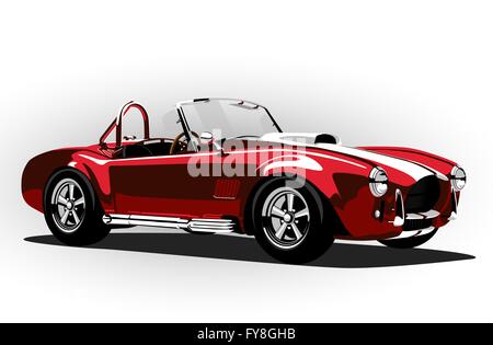 red classic sport car cobra roadster vector illustration. red classic ...