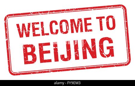 Beijing red square grunge welcome isolated stamp Stock Vector Image ...