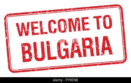 Bulgaria red square grunge welcome to stamp Stock Vector Image & Art ...