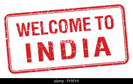 India red square grunge welcome to stamp Stock Vector Image & Art - Alamy