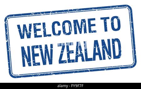welcome to New Zealand blue square grunge stamp Stock Vector Image ...