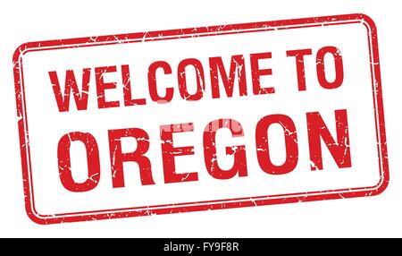Oregon red square grunge welcome to stamp Stock Vector Image & Art - Alamy