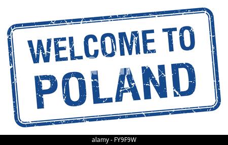 Poland blue square grunge welcome to stamp Stock Vector Image & Art - Alamy