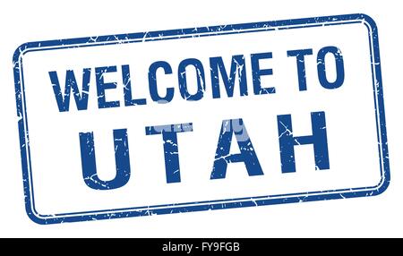 Utah blue square grunge welcome to stamp Stock Vector Image & Art - Alamy