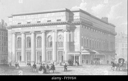 PARIS. Theatre de l'Opera Comique. BICKNELL 1845 old antique print ...
