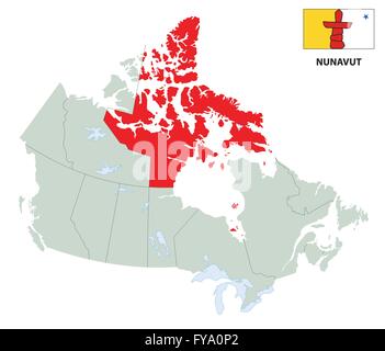 Nunavut Map on Canadian Flag. NU, CA Territory Map on Canada Flag. EPS ...