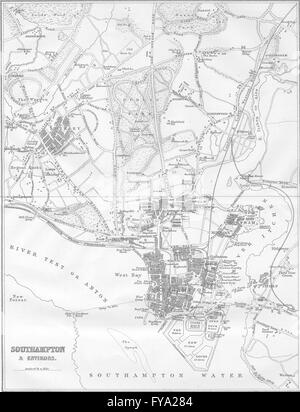 Map Southampton, 19th century engraving Stock Photo - Alamy