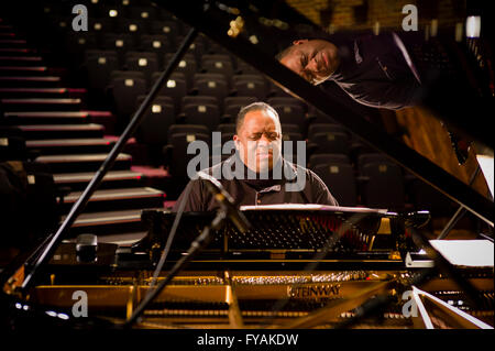 The English jazz pianist Julian Joseph during sound checks at the ...