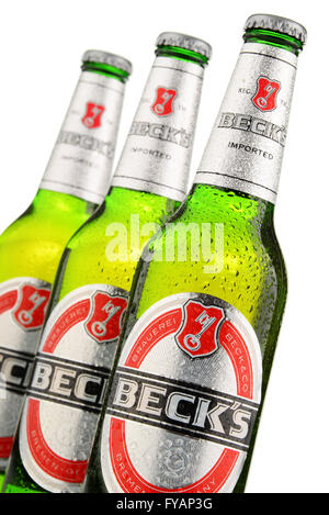 Bottle of German Becks beer isolated on a white background Stock Photo ...
