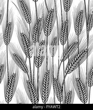 Seamless vector pattern with ears of wheat. Grain background for bakery ...