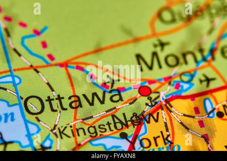 Ottawa Canada, on atlas world map Stock Photo - Alamy