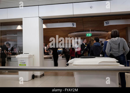 Airport security check entering the departure lounge, Terminal 5 ...