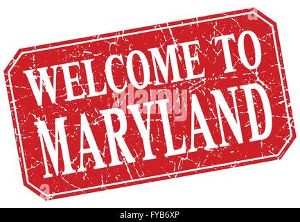 welcome to Maryland red grunge square stamp Stock Vector Image & Art ...