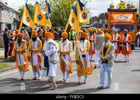 The Five Beloved Ones, known as the Panj Pyare, line up for the Sikh ...