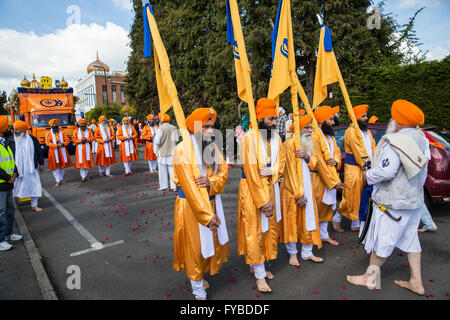 The Five Beloved Ones, known as the Panj Pyare, line up for the Sikh ...