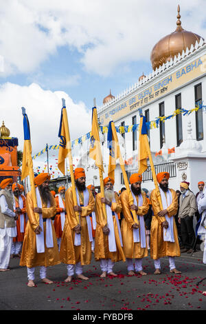 The Five Beloved Ones, known as the Panj Pyare, line up for the Sikh ...