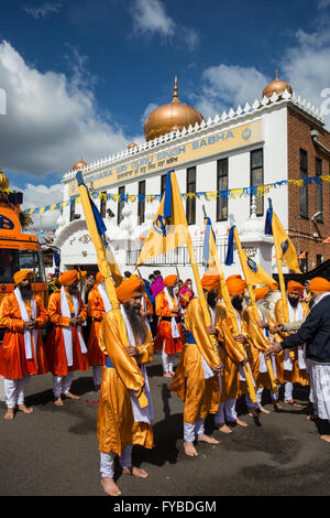 The Five Beloved Ones, known as the Panj Pyare, line up for the Sikh ...