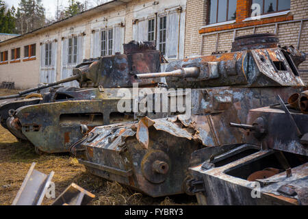 Destroyed german old tanks of ww2 time period Stock Photo - Alamy