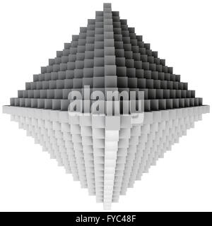 3D illustration of three-dimensional rhomb object consists of cubes ...