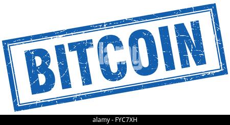 bitcoin blue square grunge stamp on white Stock Vector Image & Art - Alamy