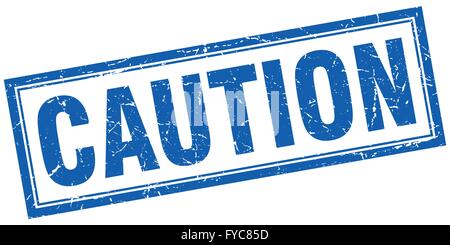 caution blue square grunge stamp on white Stock Vector Image & Art - Alamy