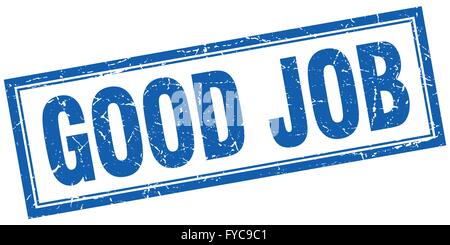 good job blue square grunge stamp on white Stock Vector Image & Art - Alamy