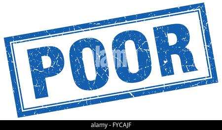 poor blue square grunge stamp on white Stock Vector Image & Art - Alamy