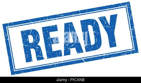 ready blue square grunge stamp on white Stock Vector Image & Art - Alamy