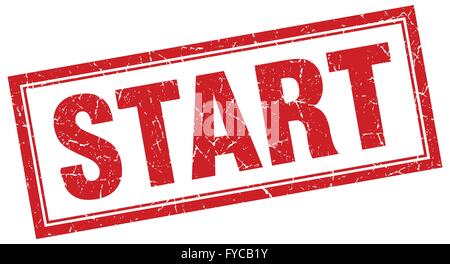 start red square grunge stamp on white Stock Vector Image & Art - Alamy