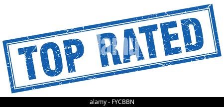 top rated blue square grunge stamp on white Stock Vector Image & Art ...