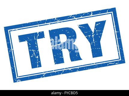 try blue square grunge stamp on white Stock Vector Image & Art - Alamy