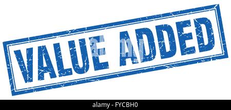 value added blue square grunge stamp on white Stock Vector Image & Art ...
