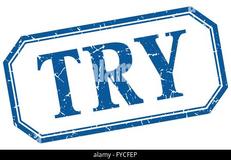 try blue square vintage grunge isolated sign Stock Vector Image & Art ...