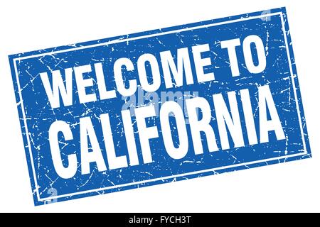 California blue square grunge welcome isolated stamp Stock Vector Image ...