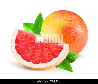 Ruby grapefruits isolated on white background with clipping path Stock ...
