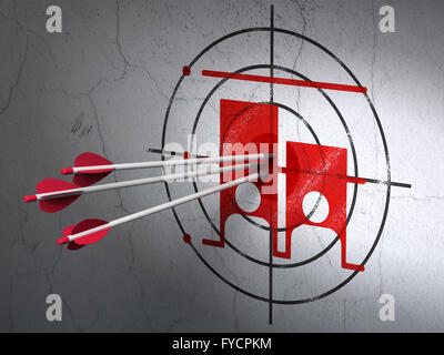 Political concept: arrows in Election target on wall background Stock ...