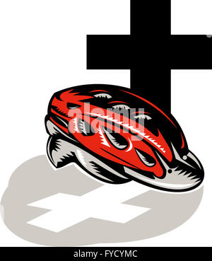 cycling crash helmet with cross Stock Photo - Alamy