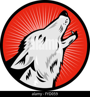 illustration of a wolf howling side view Stock Photo - Alamy