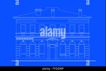 line drawing illustration of a heritage mansion building viewed from ...