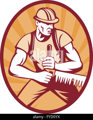 sawyer logger sawing crosscut saw Stock Photo - Alamy
