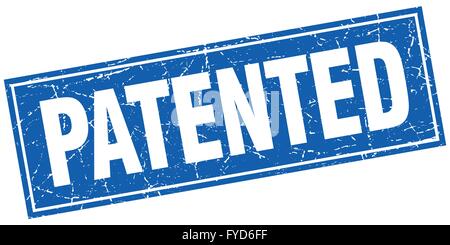 patented blue square grunge stamp on white Stock Vector Image & Art - Alamy