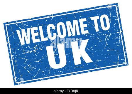 uk blue square grunge welcome isolated stamp Stock Vector Image & Art ...