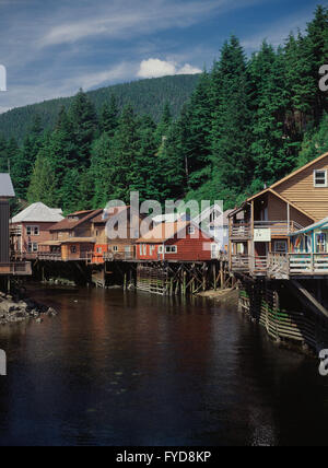 USA, Alaska, Ketchikan, a beautiful home nestled among the rocks in the ...