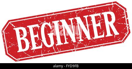 beginner square red grunge vintage isolated label Stock Vector Image ...