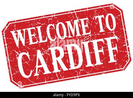 Cardiff red square grunge welcome to stamp Stock Vector Image & Art - Alamy