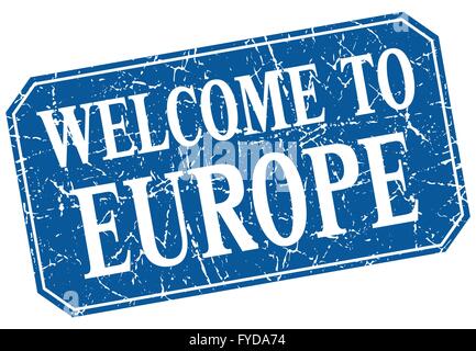 welcome to europe blue grunge square stamp Stock Vector Image & Art - Alamy