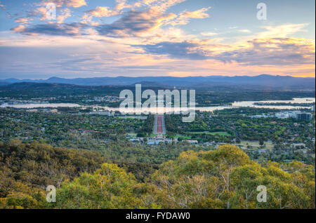 Sunset view over Canberra from Mount Ainslie Stock Photo - Alamy