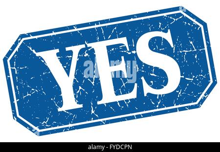 yes square blue grunge vintage isolated label Stock Vector Image & Art ...