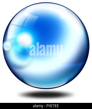 Blue 3D water Bubble with Shadow Over Light Blue Background Stock Photo ...