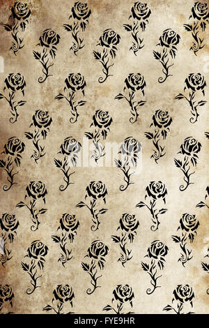 Tattoo pattern with rose designs over antique paper Stock Photo - Alamy